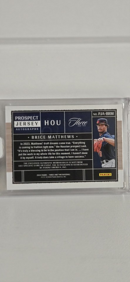 2024 Panini Three And Two Bryce Matthews Prospect Jersey Autograph #3/3 ...