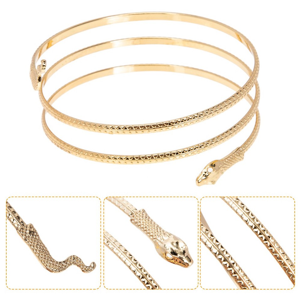 2 Pcs Upper Arm Cuff Jewelry Adjustable Coil Wrap Metal Bracelet | eBay ...