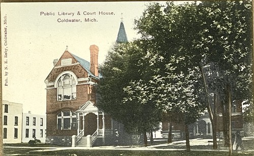 Coldwater Michigan - Edward R Clark Library & Court House 1909 Antique ...
