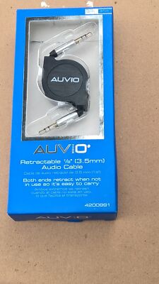 AUVIO 4200991 3-FT 1/8" M to 1/8" M RETRACTABLE STEREO CABLE "BLACK" | eBay