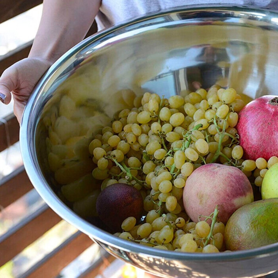 20 Quart Large Stainless Steel Mixing Bowl - Baking Bowl, Flat Base ...