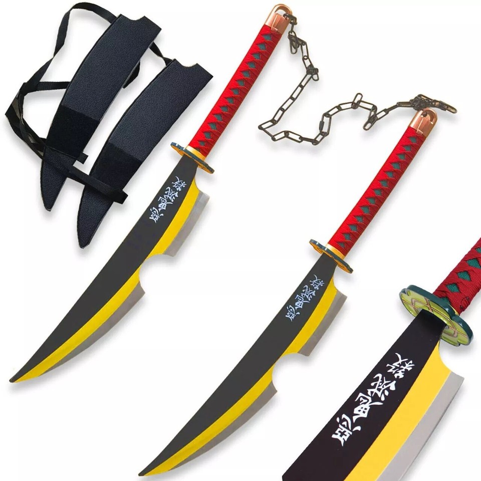 Kimetsu no Yaiba Demon Slayer Uzui Tengen Twin Swords Set with Chain W ...