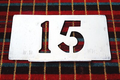 LONDON TRANSPORT BUS RUNNING NUMBER STENCIL PLATE 15. Stamped WR ...
