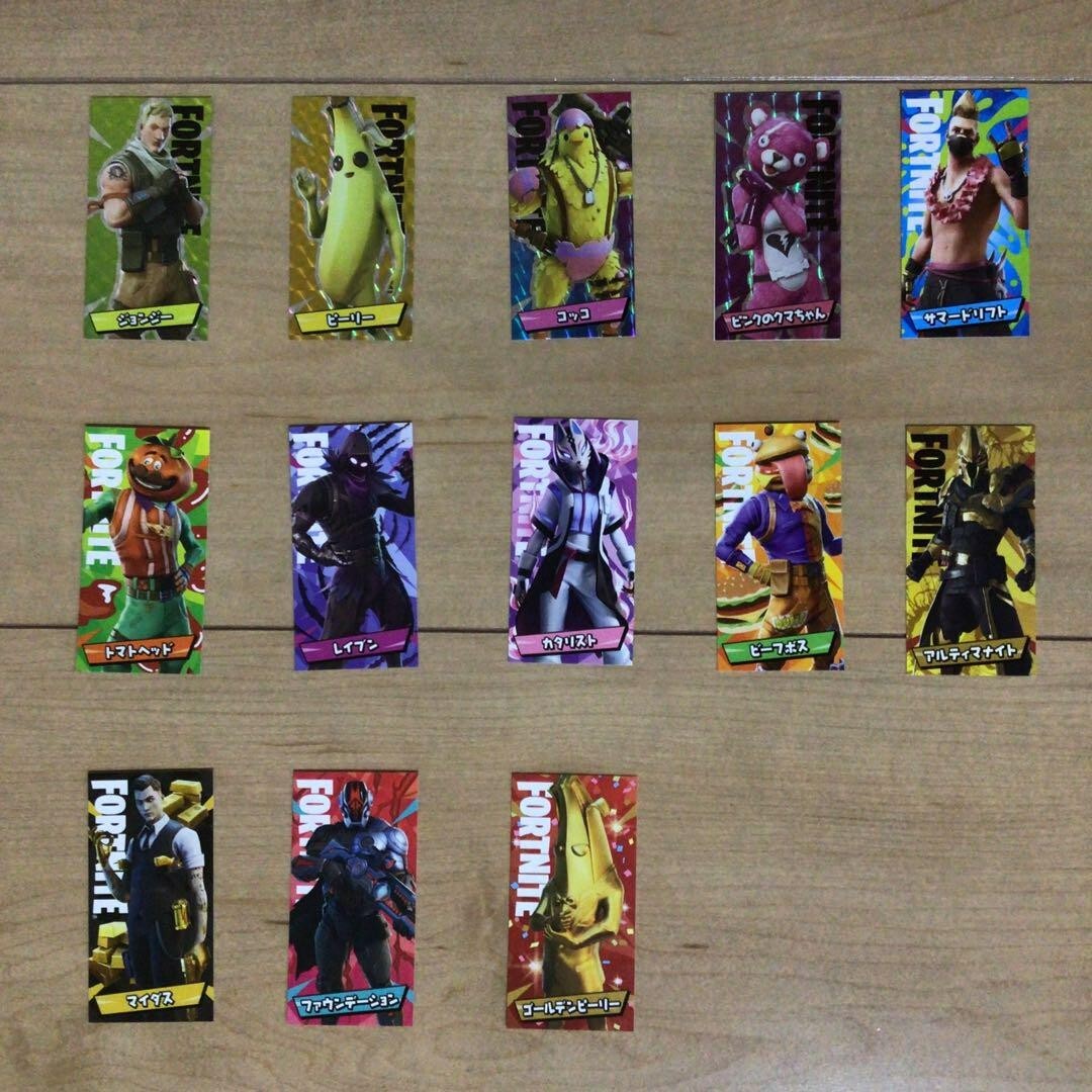 FORTNITE Skin Sticker GOLDEN PEELY 13 Complete Card Set Corocoro ...