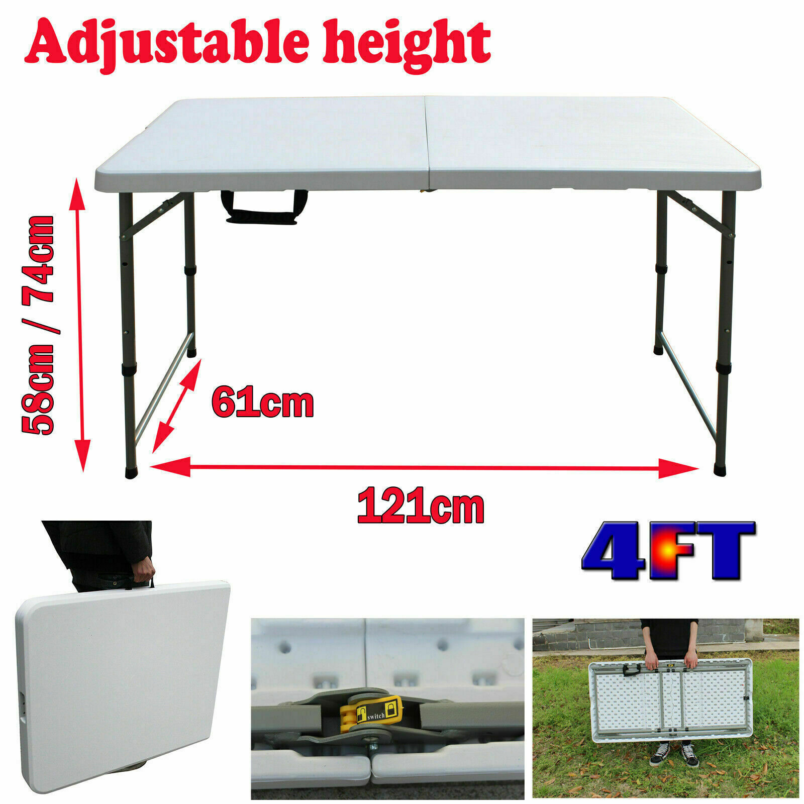 Folding Table Portable Fold Up Tables Camping Garden Party Trestle ...