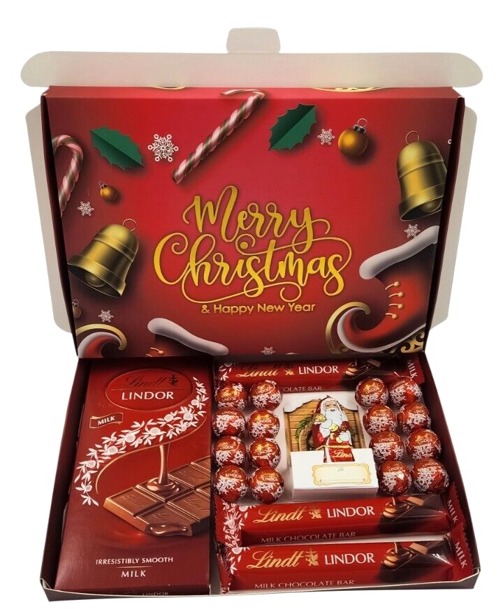 Lindt Lindor Milk Chocolate Bars & Santa Gift Box Hamper Christmas ...