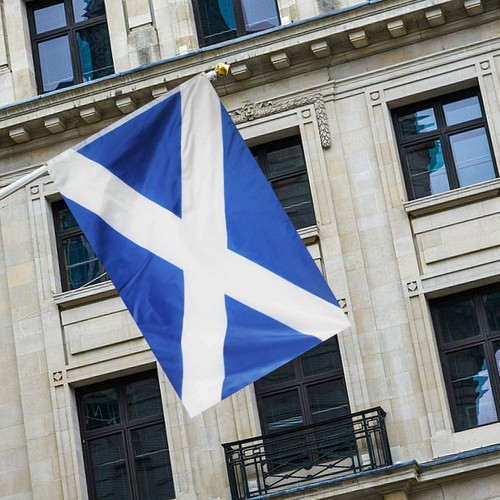 The VividS Colors And Fading Of The Scottish Flag Proof Canvas Concrete ...