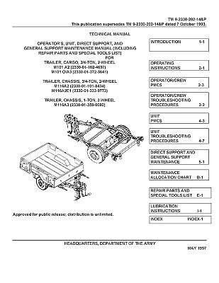 Military Trailer & Semitrailer TM/TB Manual Set – M416 M762 M716 M269 ...