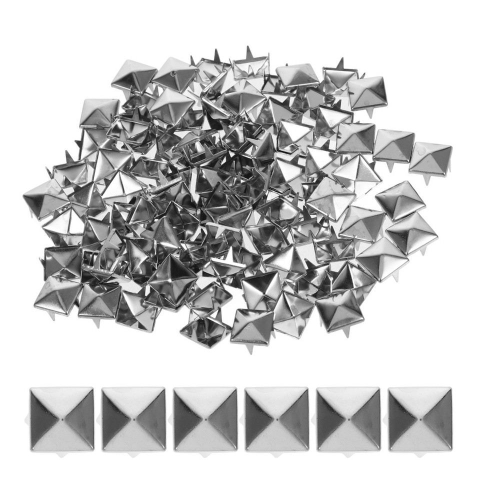 100 Pcs 10mm Square DIY Leathercraft Metal Punk Spikes Spots Pyramid ...