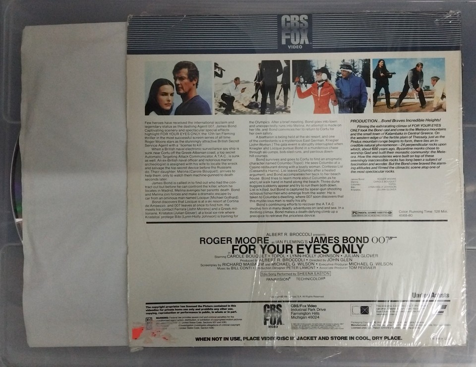 James Bond 007 For your eyes only - Laserdisc Stereo Extended play | eBay