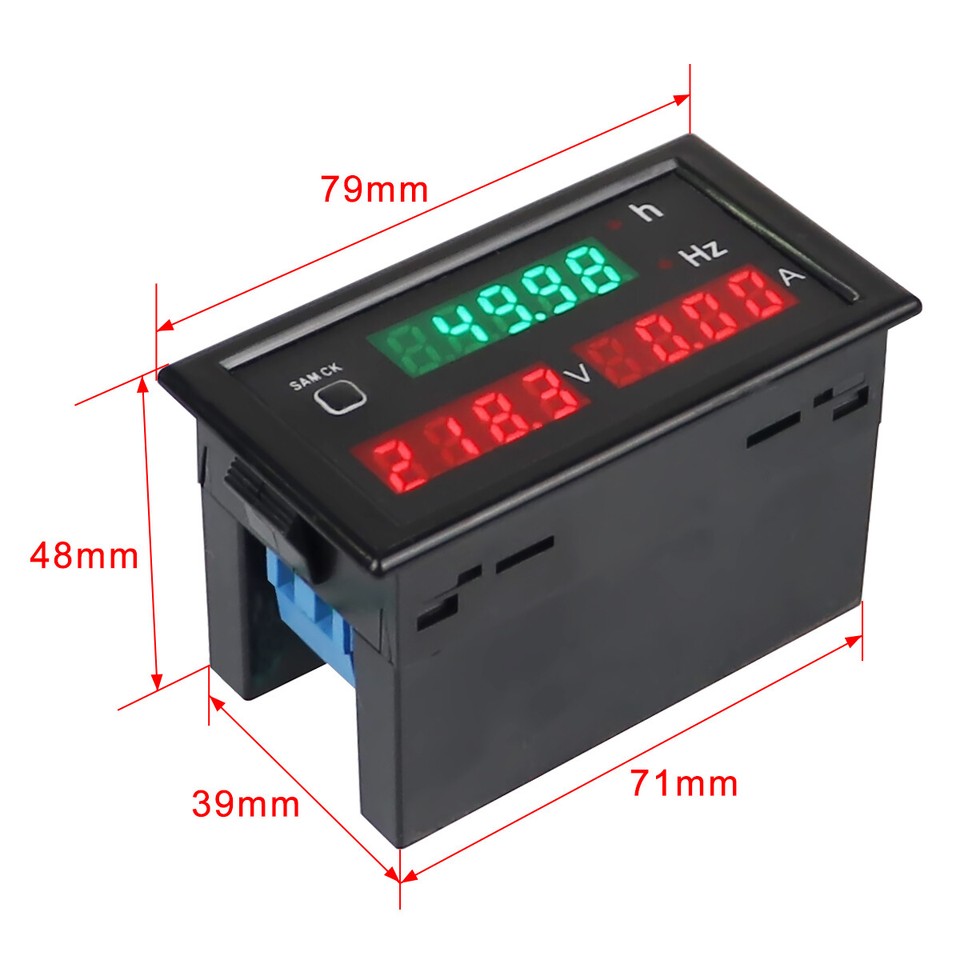 AC 80-300V 100A 45-65Hz Digital Voltmeter Frequency Volt Amp Time Panel ...