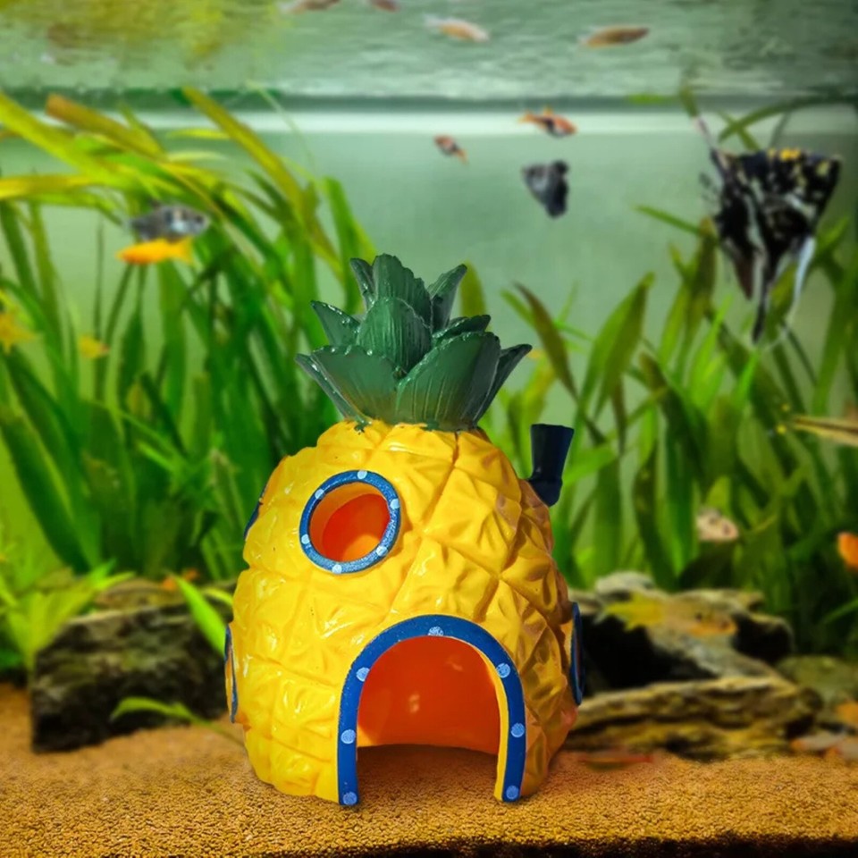 Aquarium Ornament Fish Tank Decoration Pineapple House Squidward Craft ...