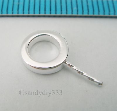 2x BRIGHT STERLING SILVER PENDANT SLIDE BAIL PIN CONNECTOR for 4.8mm ...