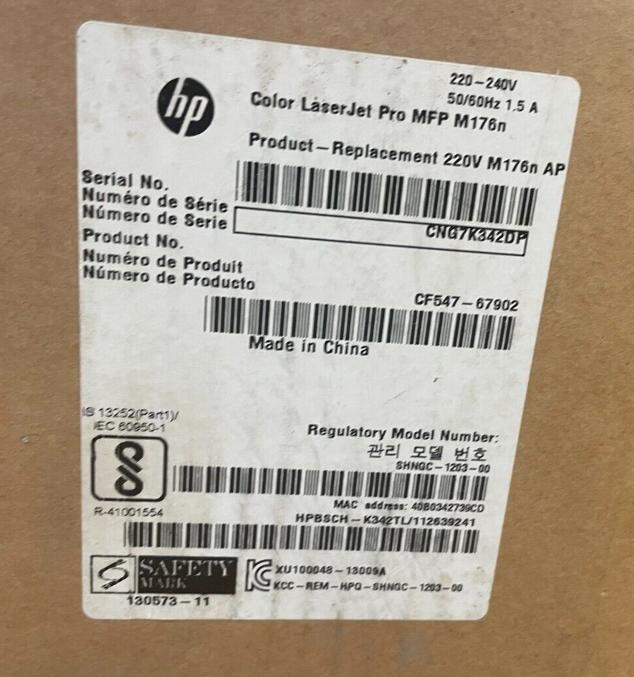 HP Color LaserJet Pro MFP M176 printer - NO ADF ONLY Glass ...