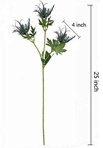 5 Pack Silk Artificial Thistle Flowers Eryngiums Faux Plants for Garden ...