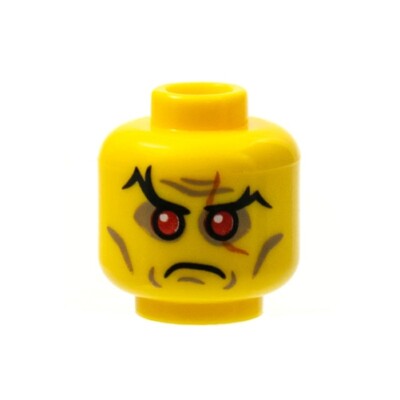 LEGO - Minifig, Head Red Sunken Eyes, Scar over Left Eye, Cheek Lines ...
