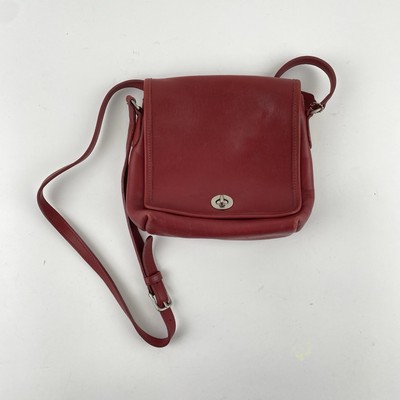 Vintage Coach 9076 Companion Flap Red Leather Crossbody Bag, Purse | eBay