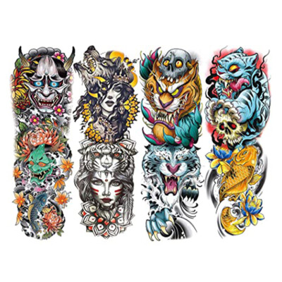 4PCS Half Arm Tattoo Stickers Removable Tattoos Stickers for Face Body ...