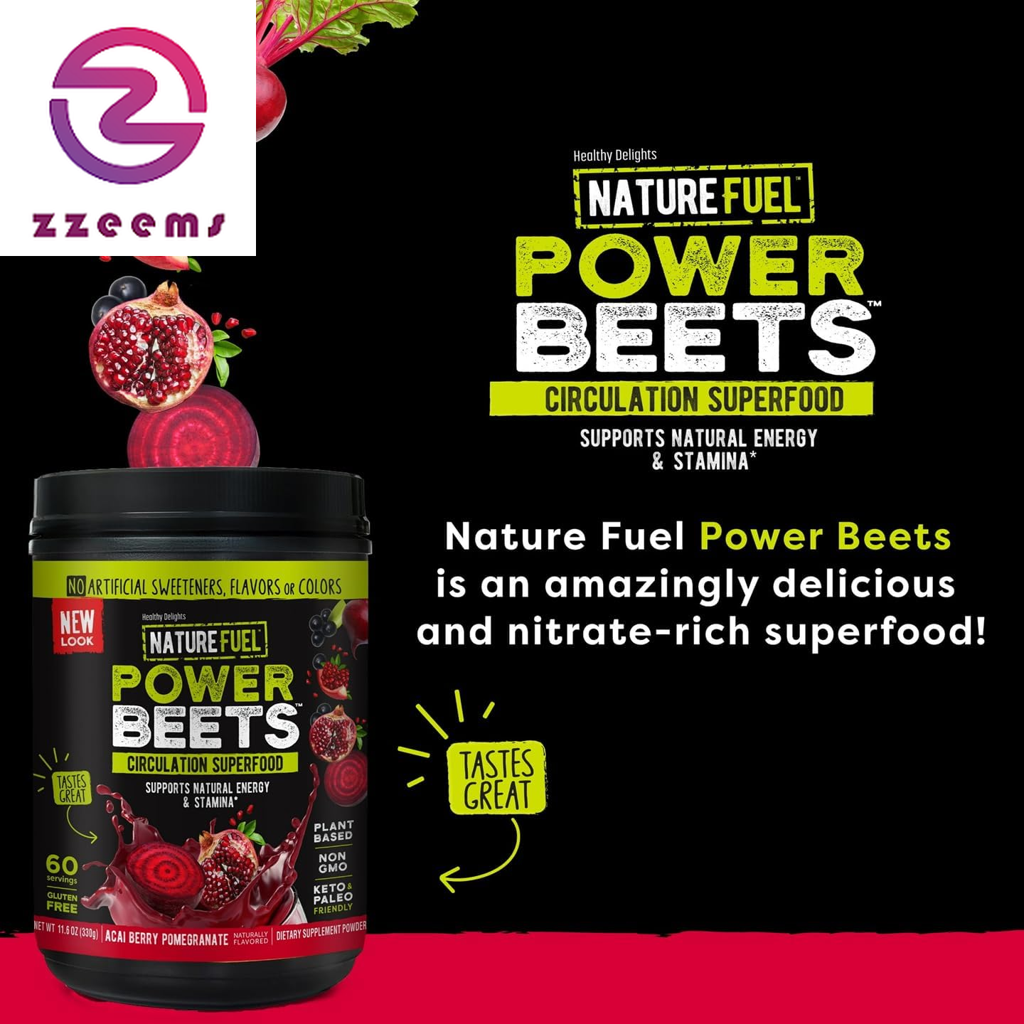 Nature Fuel Power Beets Powder, Delicious Acai Berry Pomegranate ...