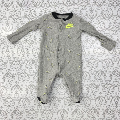 Nike Gray Button Up Infant Full Baby Pajama Shoes all over Boys Size 3M ...