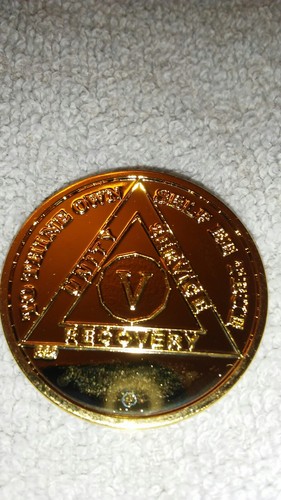 Alcoholics Anonymous AA 5 Year Bronze Medallion Coin Chip Token Sober ...