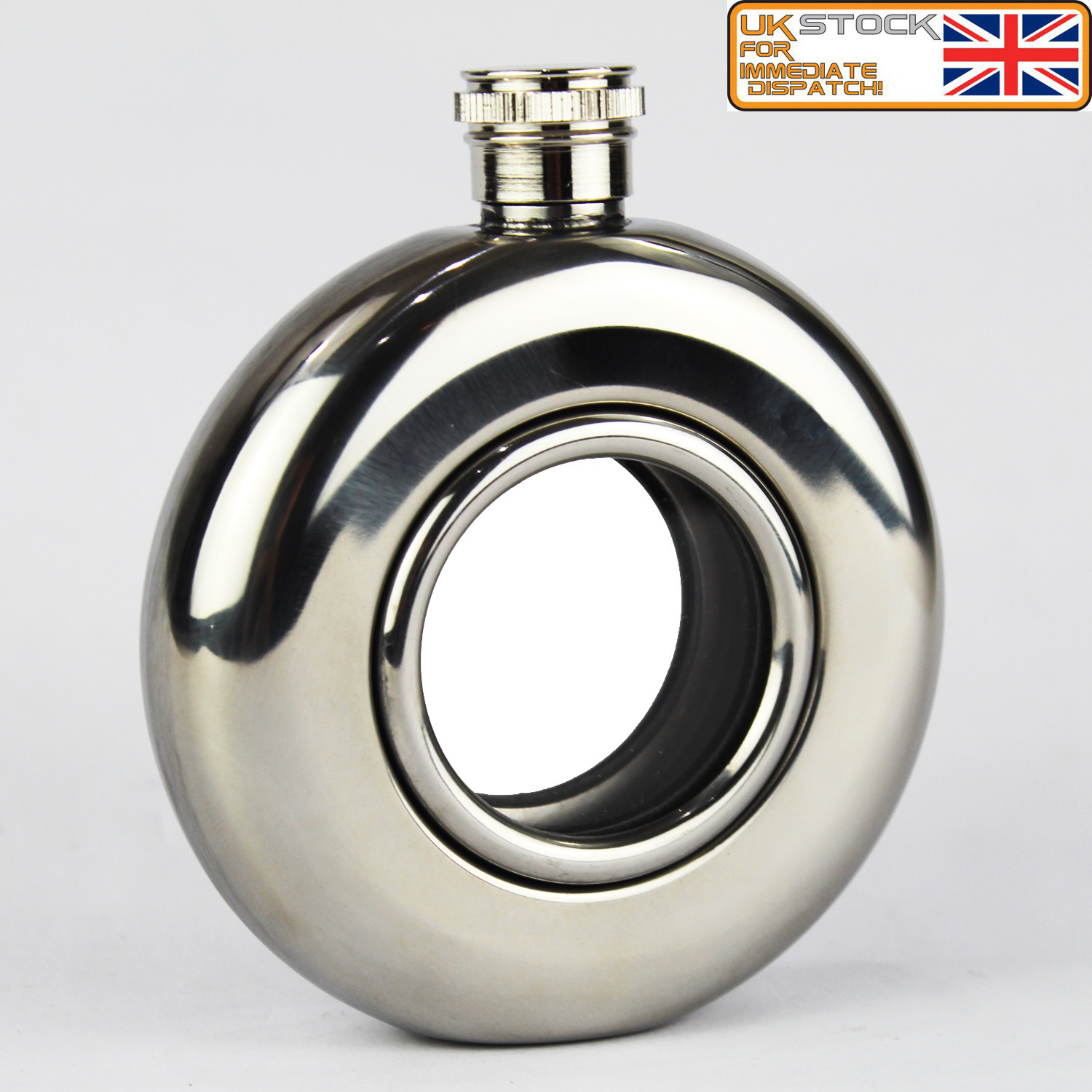 5oz Hip Flask Stainless Steel Round Design Hip Flask with See Through ...