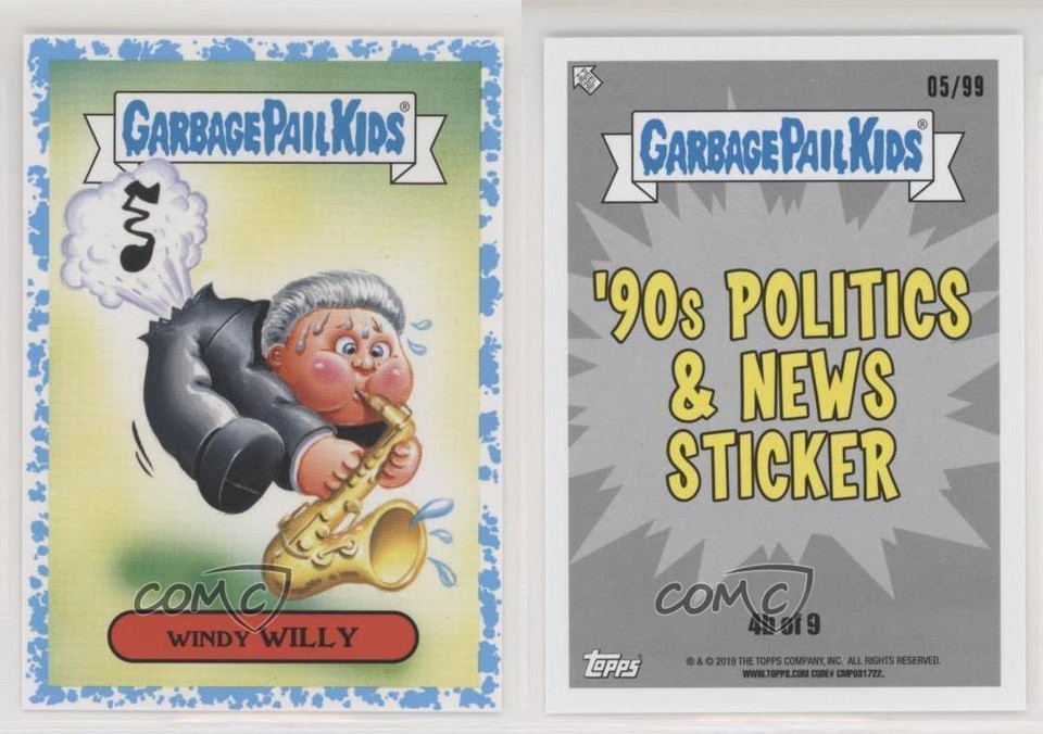 2019 Garbage Pail Kids: We Hate the '90s Politics & News Sticker Spit 5 ...