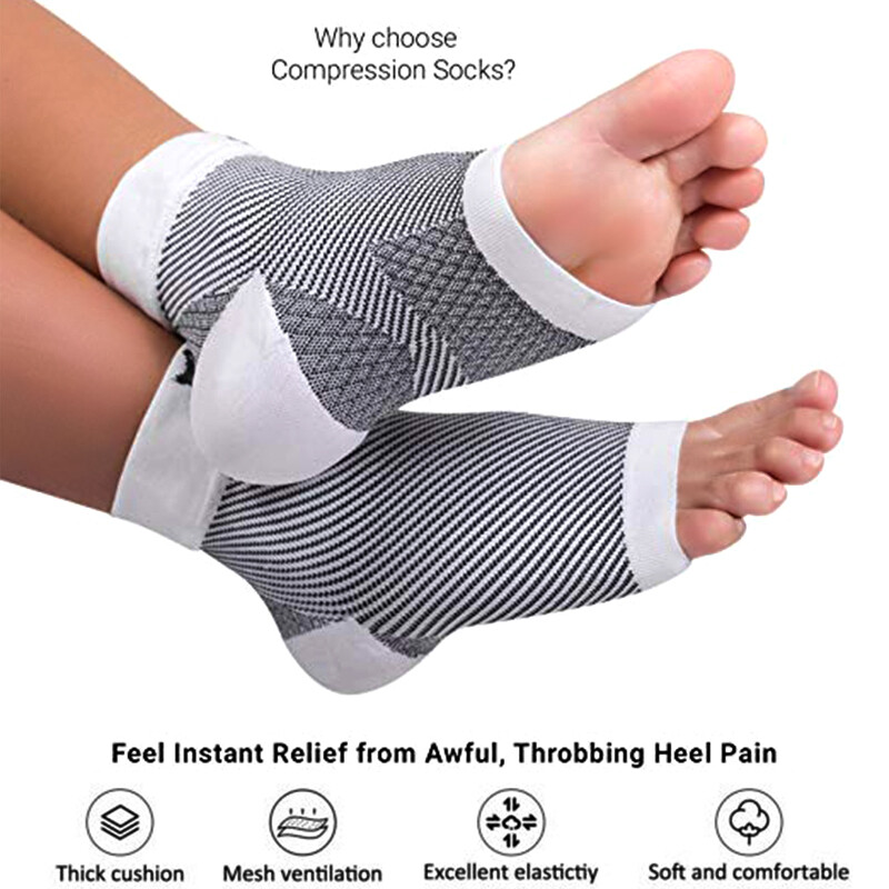 Ankle Support Compression Sleeve Socks Foot Pain Relief Brace Plantar ...