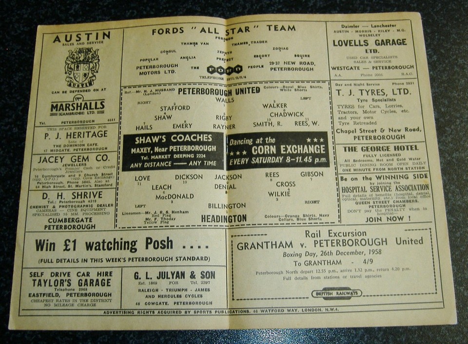 Peterborough v Headington 1958/59 - FA Cup | eBay UK