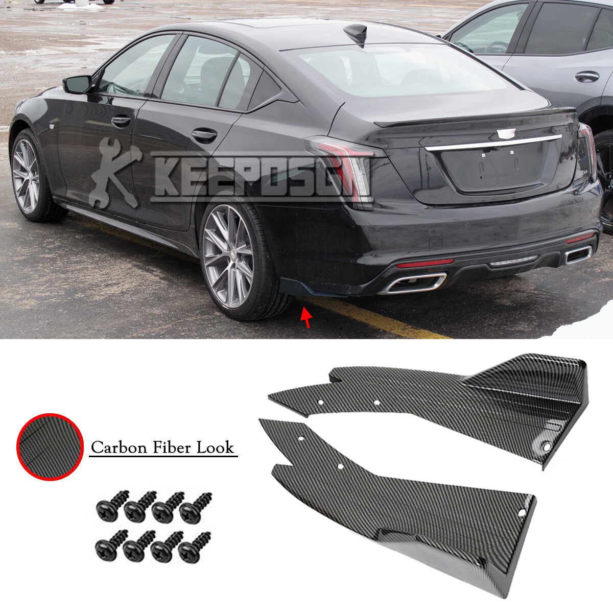 Carbon Look Rear Diffuser Side Splitter For Cadillac CT5 CT6 XT5 XT6 ...