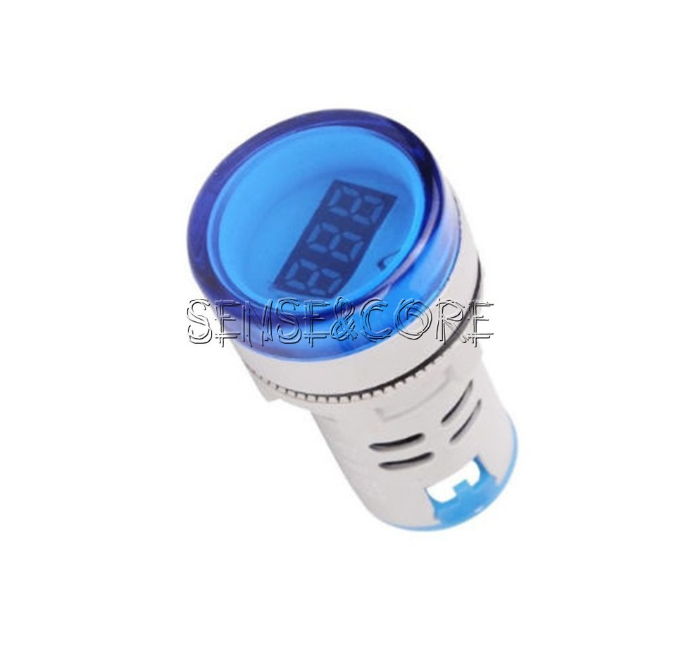 Blue 22MM AC60-500V LED Voltmeter Voltage Meter Indicator Pilot Light ...