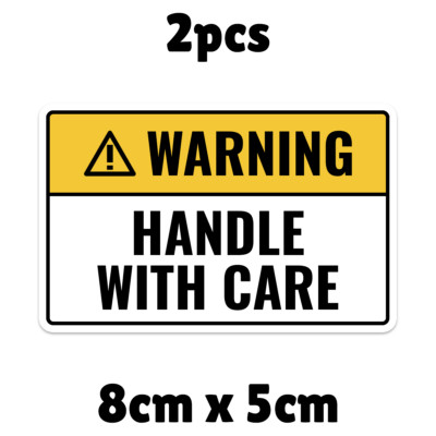 2 x Handle With Care Warning Safety Sign Label Sticker Decal | eBay ...