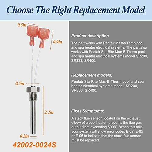 420020024s Stack Flue Sensor Replacement For Pentair Starite Mastertemp ...