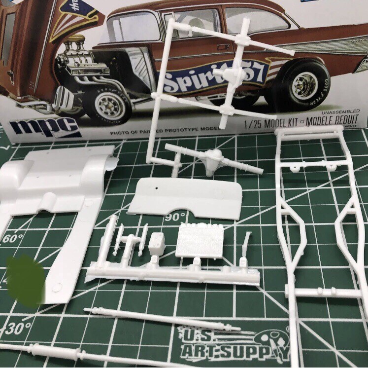 57 Chevy Gasser CHASSIS Frame W Rear End & SUSPENSION 1:25 MPC LBR ...