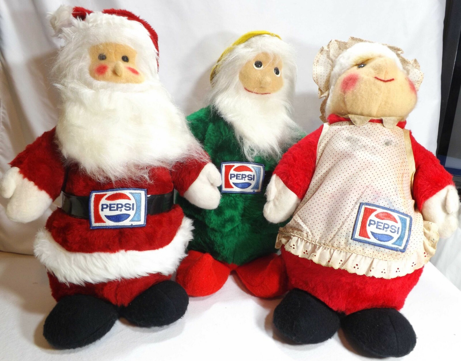 Vintage Pepsi Animal Fair Stuffed Figures SANTA & MS CLAUS + ELF ...