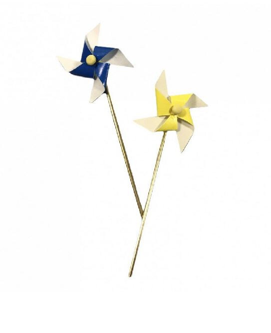 2 Miniature Pinwheels, Dollhouse Yellow and Blue Spinwheels, Toy Cake ...
