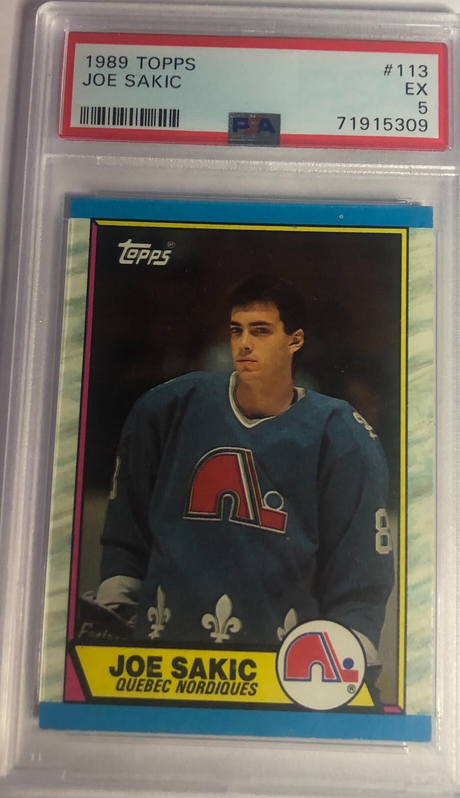 1989-90 Joe Sakic Topps ROOKIE CARD PSA EX 5 Cup Champion, Conn Smyth ...