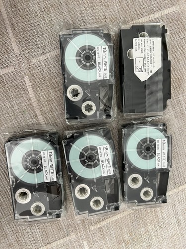 Casio 18mm Label Printer Cartridge Black Print on White Tape | eBay