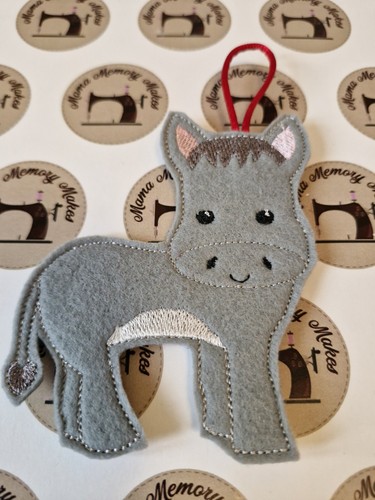 Gingerbread Felt Christmas Tree Decoration Grey Donkey, Nativity ...