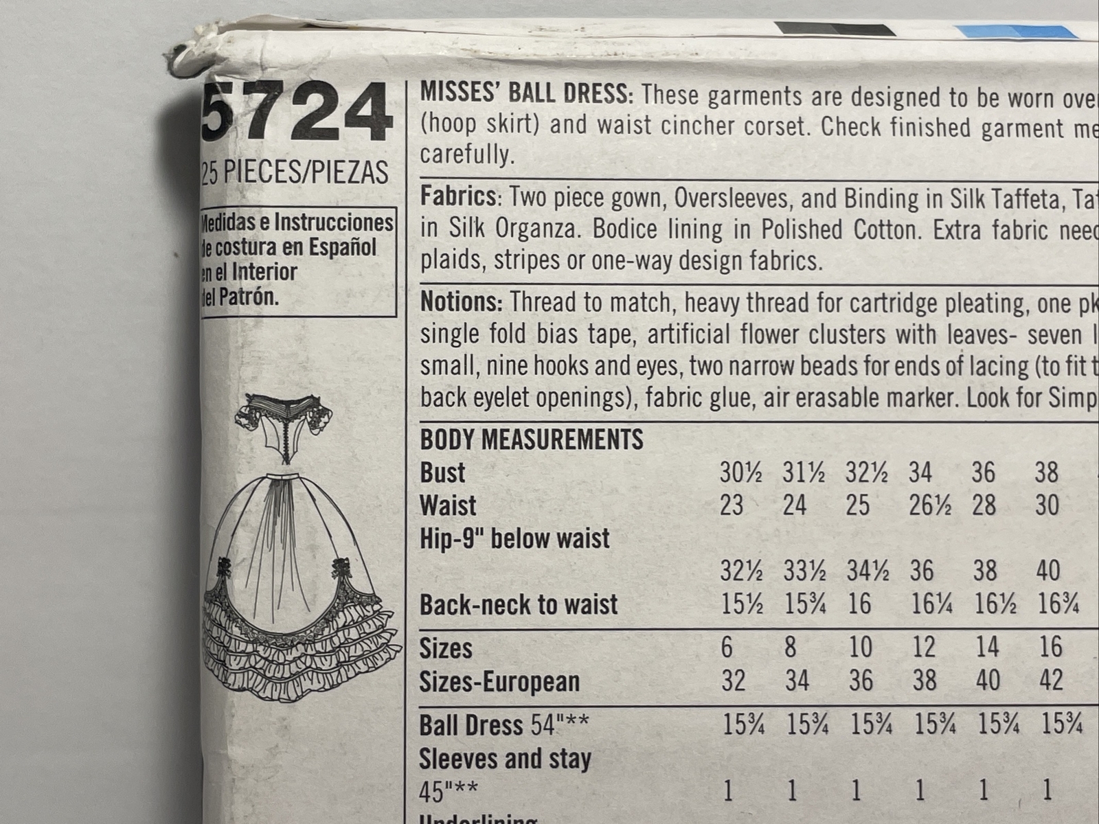 Simplicity Pattern 5724 Civil War Dress Size 14 to 20 Uncut for sale ...