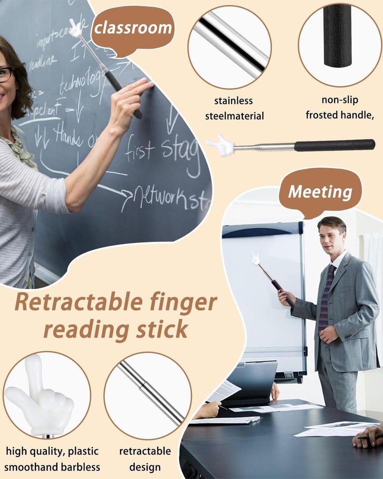 Telescopic Teachers Pointer, Retractable Hand Pointer Finger Stick Mini ...