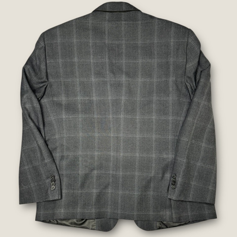 TOMMY HILFIGER mens gray blue PLAID two button sport coat jacket blazer ...