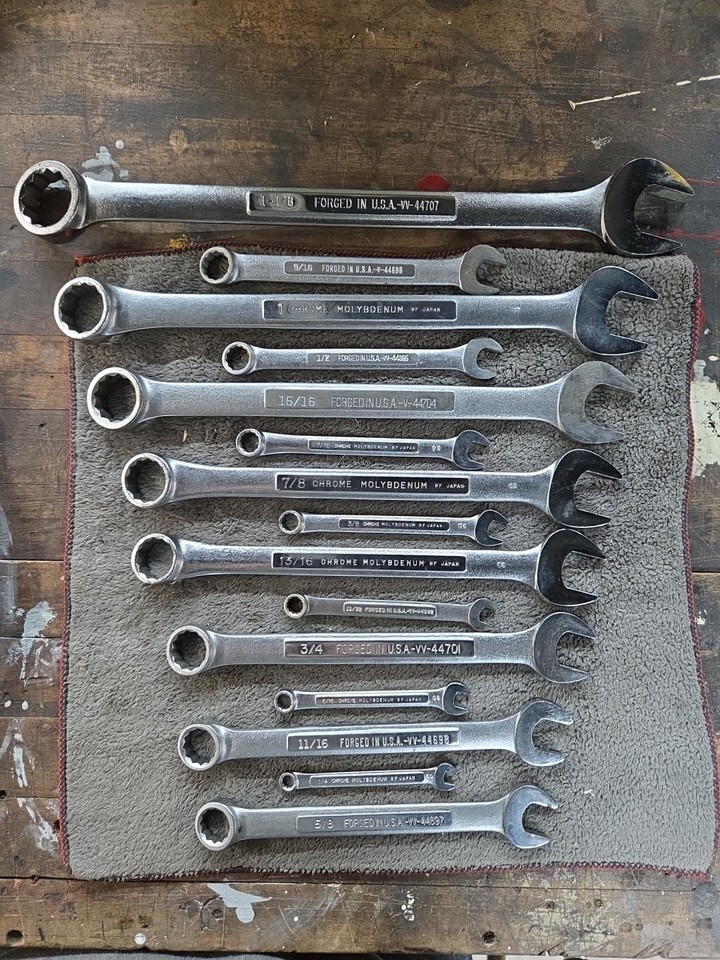 Vintage Craftsman 15pc SAE 12pt Combination Wrench Set 1/4"- 1, 1 1/8 ...