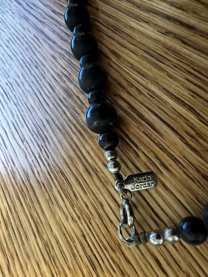 Karla Jordan Necklace Black Round Glass Stone 20 In | eBay