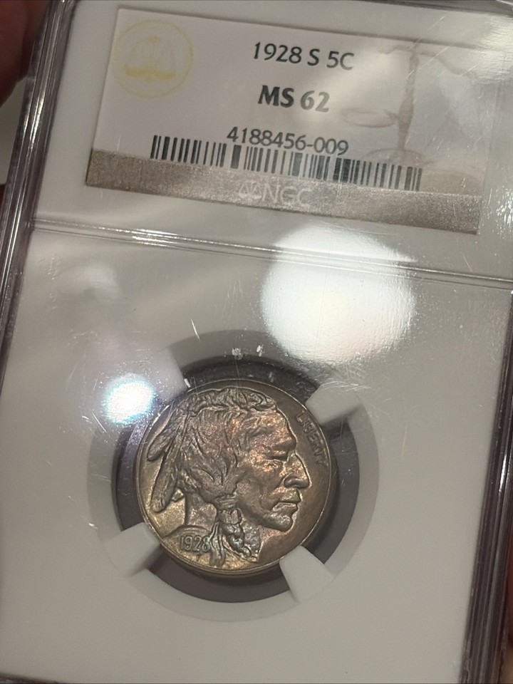 1928 S Buffalo Indian Head Nickel MS62 MS 62 NGC Iridescent Toning ...