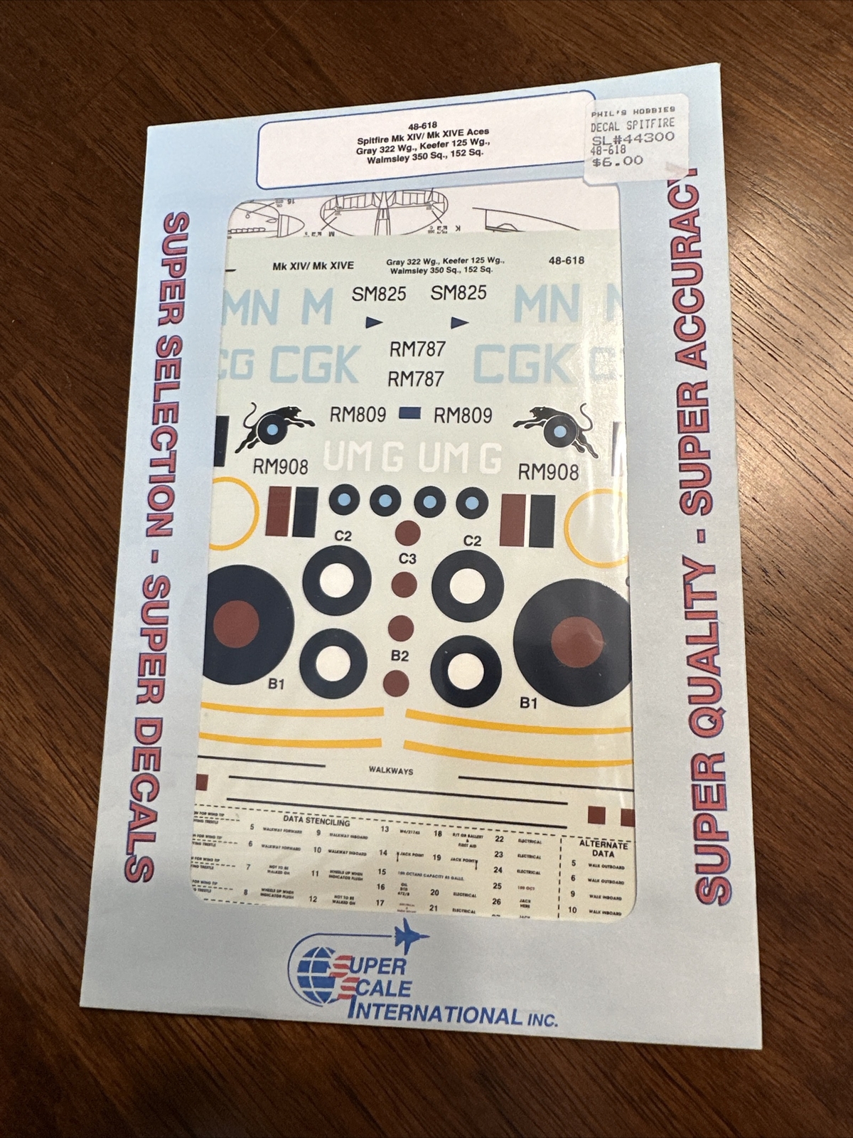 Superscale Decals 48618 1/48 Scale Spitfire XIV Aces Gray, Keefer ...