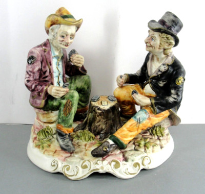CAPODIMONTE HOBO MEN PLAYING CARDS CERAMIC FIGURINE STATUE SCULPTURE ...