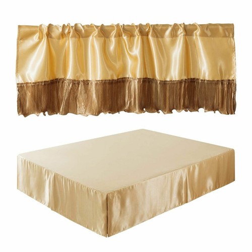 Tache Satin Gold Caramel Latte Platform Tailored Dust Ruffle 14" Bed ...