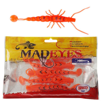 Halco Madeyes Paddle Prawn Soft Bait 5in Fluoro Orange Qty 5 | eBay ...