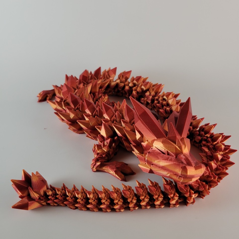 Red & Gold 31" XL ArticulatedCrystal Dragon Fidget Toy, Desk/Home Decor ...